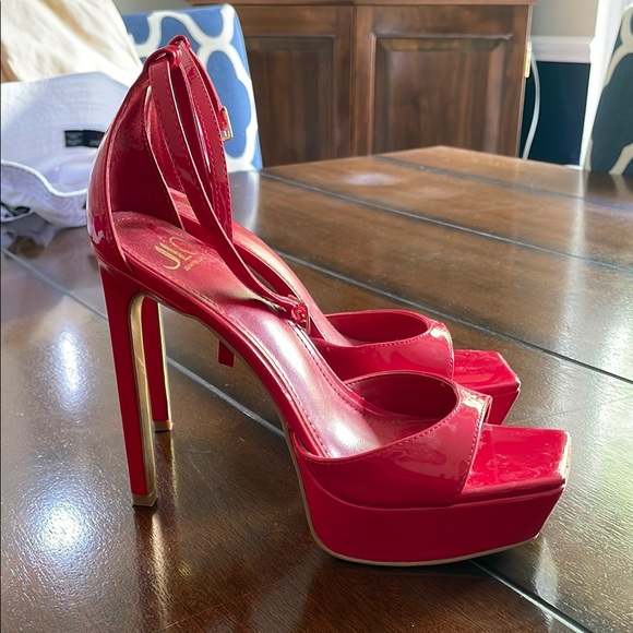 Jennifer Lopez | Shoes | Jennifer Lopez Red Stiletto Heels With Peeptoe ...